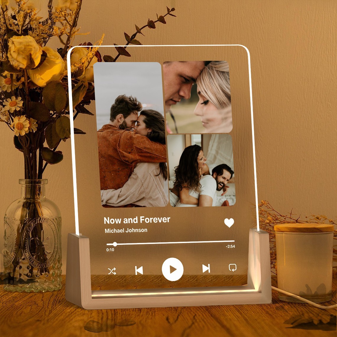 Custom Couple Song Plaque Night Light with Photo Anniversary Gifts for ...