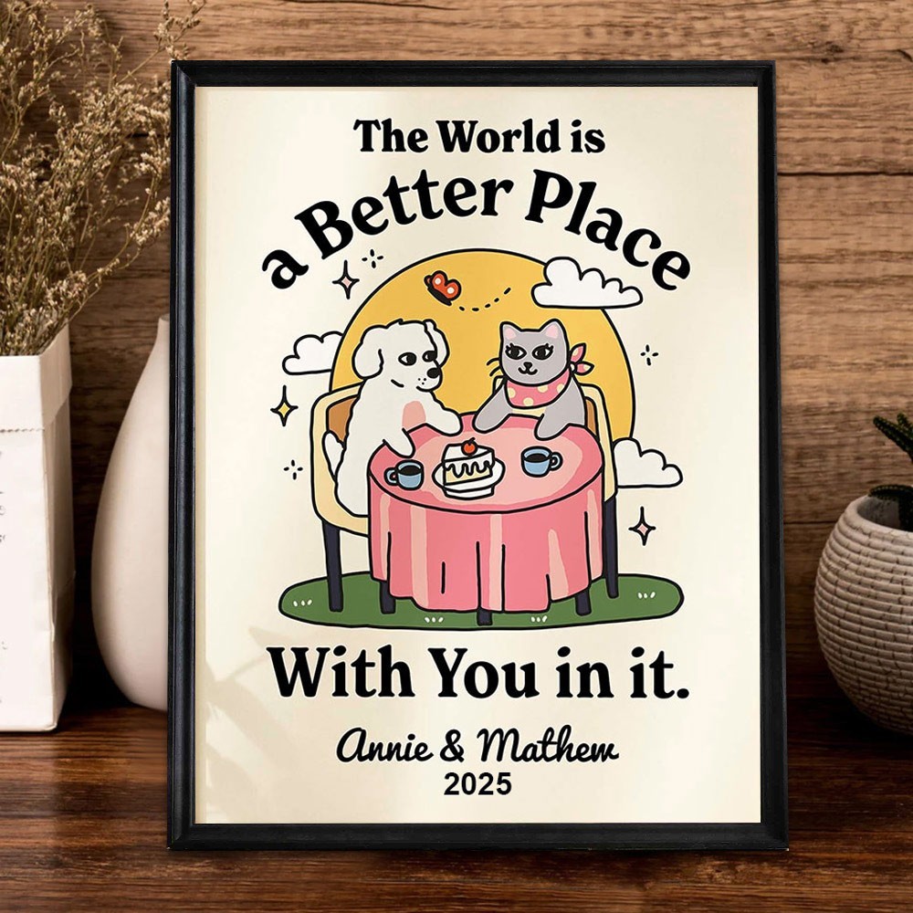 Personalised Dog and Cat Couple Print Unique Engagement Gifts Valentine ...