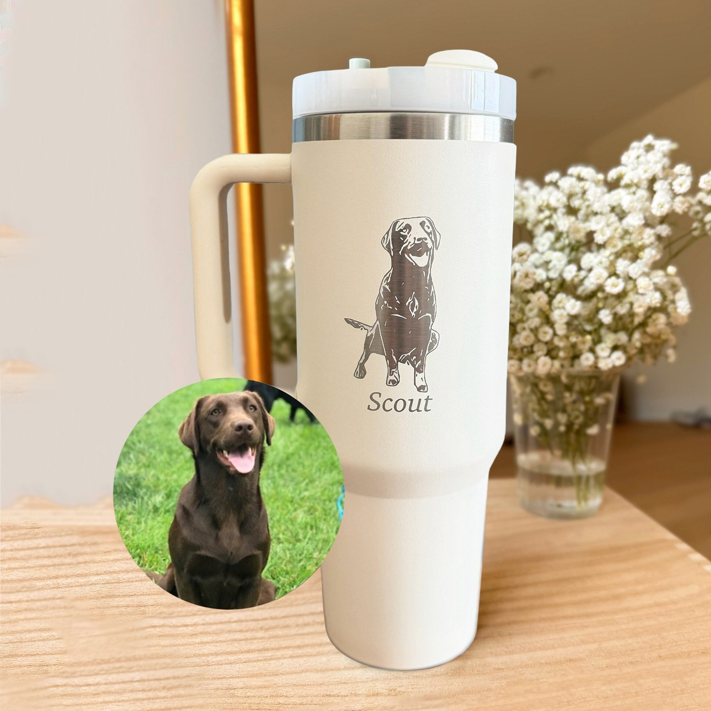 Personalised Dog Photo Portrait Tumbler Unique Gifts for Dog Owners Pet ...