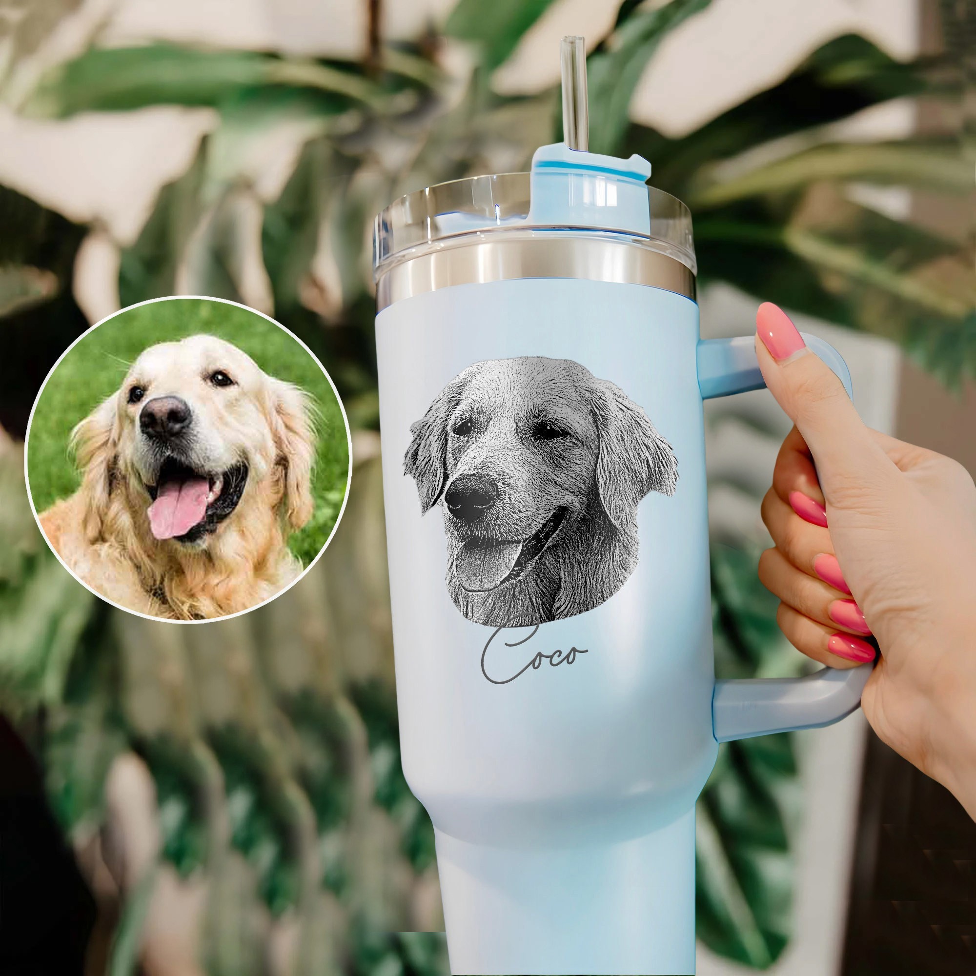 Custom Engraved Dog Face Tumbler from Photo Gift Ideas for Dog Owners ...