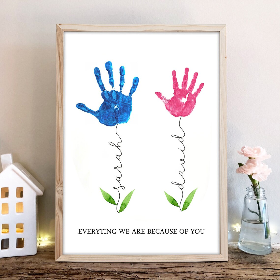 Personalized DIY Handprint Frame with Names Mother's Day Gift Ideas